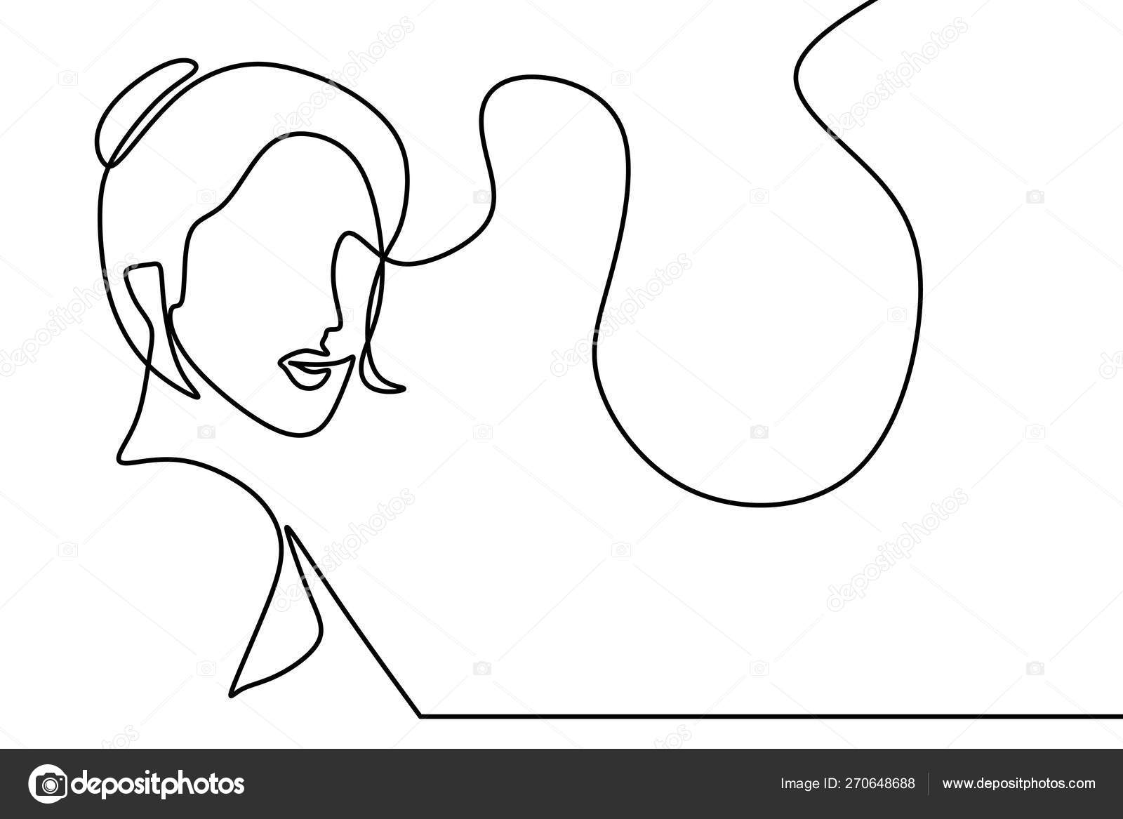 Pretty girl continuous one line drawing. Vector illustration minimalism ...