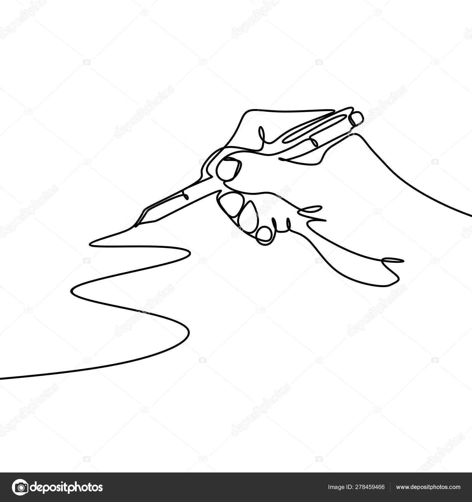 One Line Drawing Hand Writing Isolated White Background Stock Vector ...
