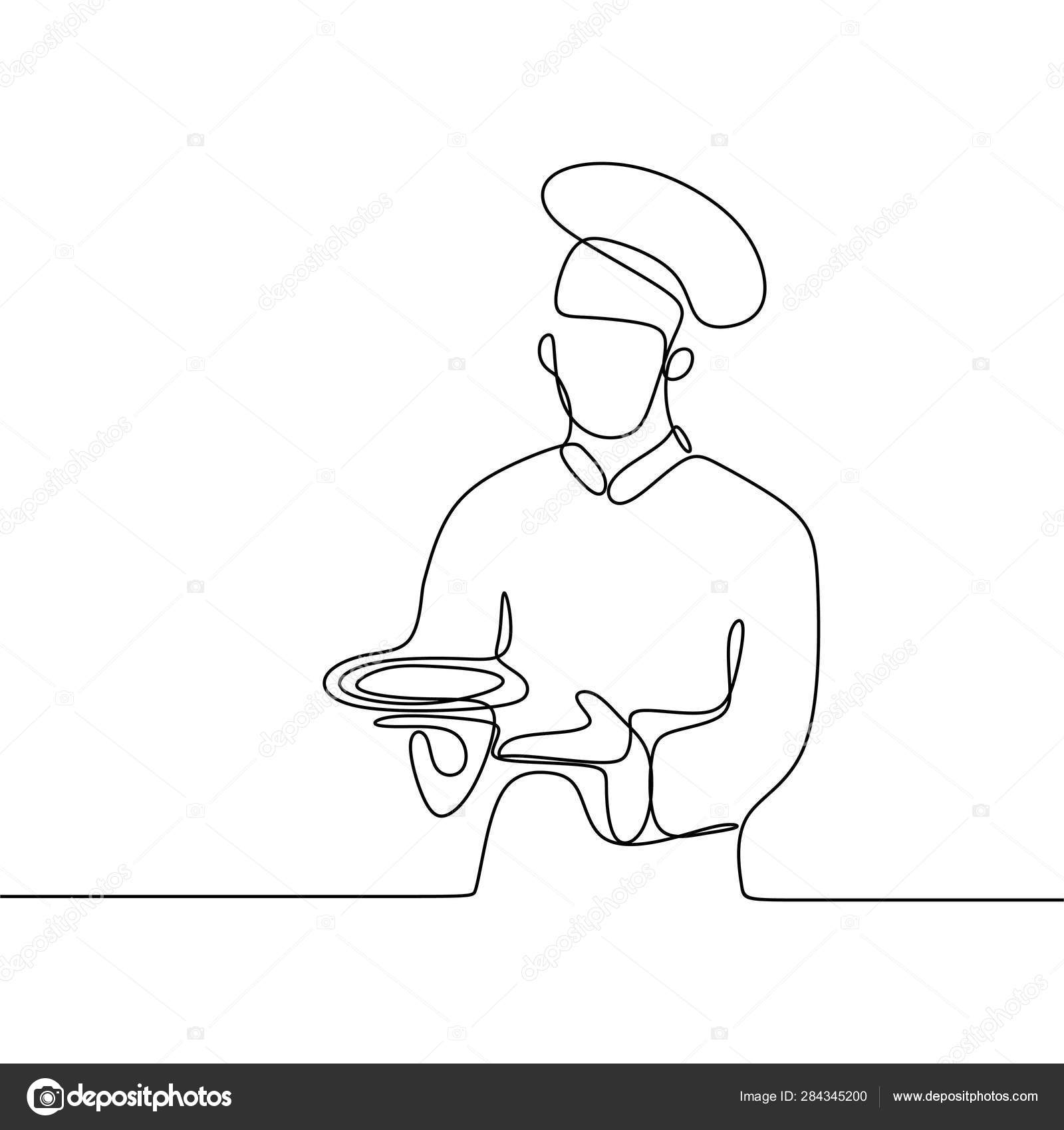 Eine Linie Zeichnet Chef Minimalismus Stock-Vektorbild von ©ngupakarti ...