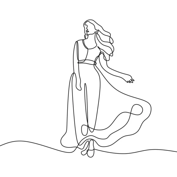 Nude Girl With Long Hair Vector Illustration — Stock Vector
