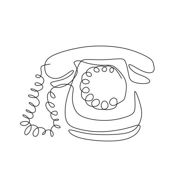 Continuous line drawing of a minimalist telephone. Retro vintage phone ...