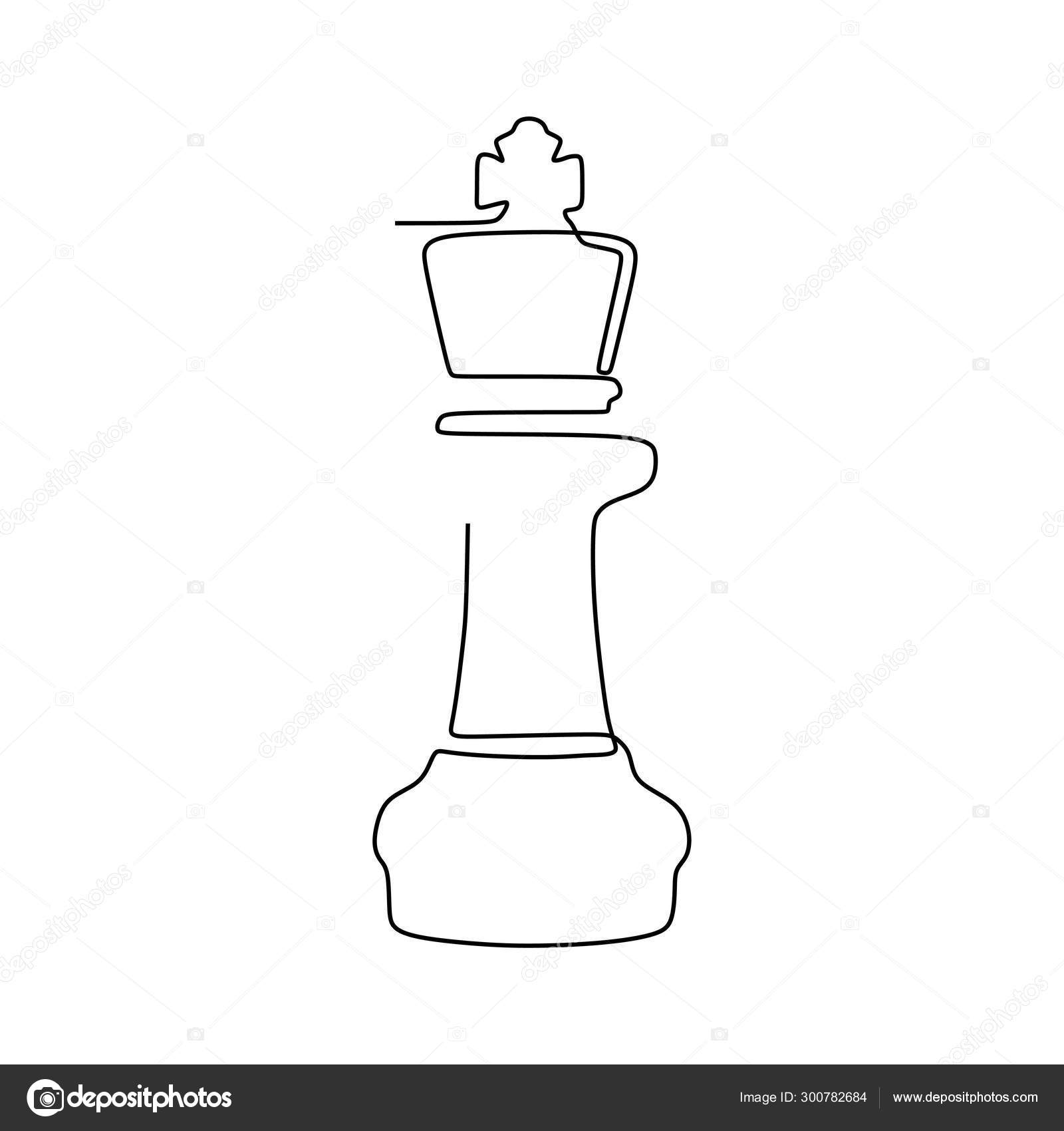 Continuous one line drawing of chess pieces minimalist design isolated ...