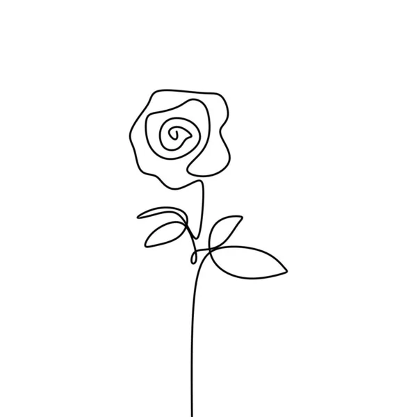 Continuous line drawing of rose flower minimalism design isolated on white background Stock ...