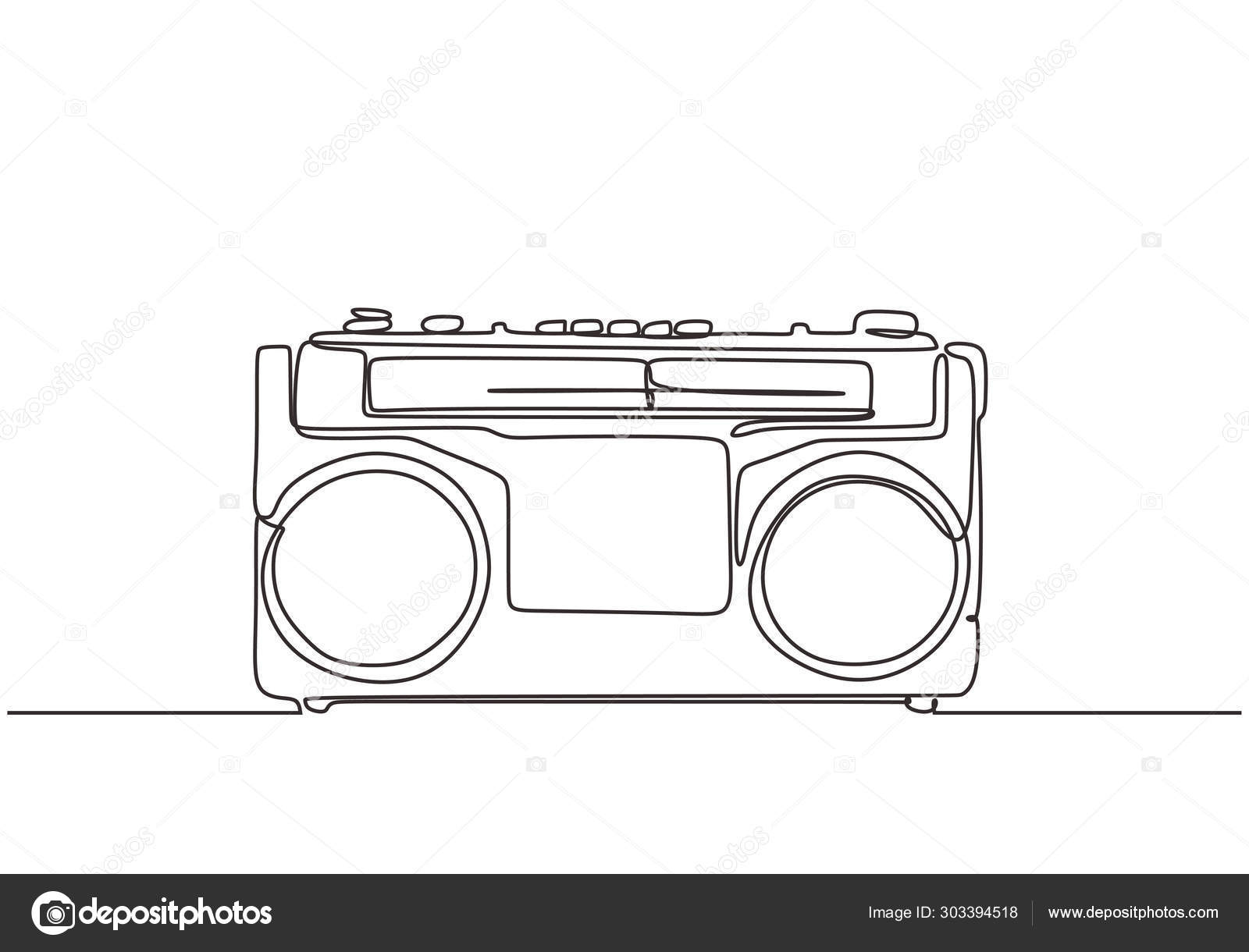 Old radio continuous one line drawing minimalist design vector ...