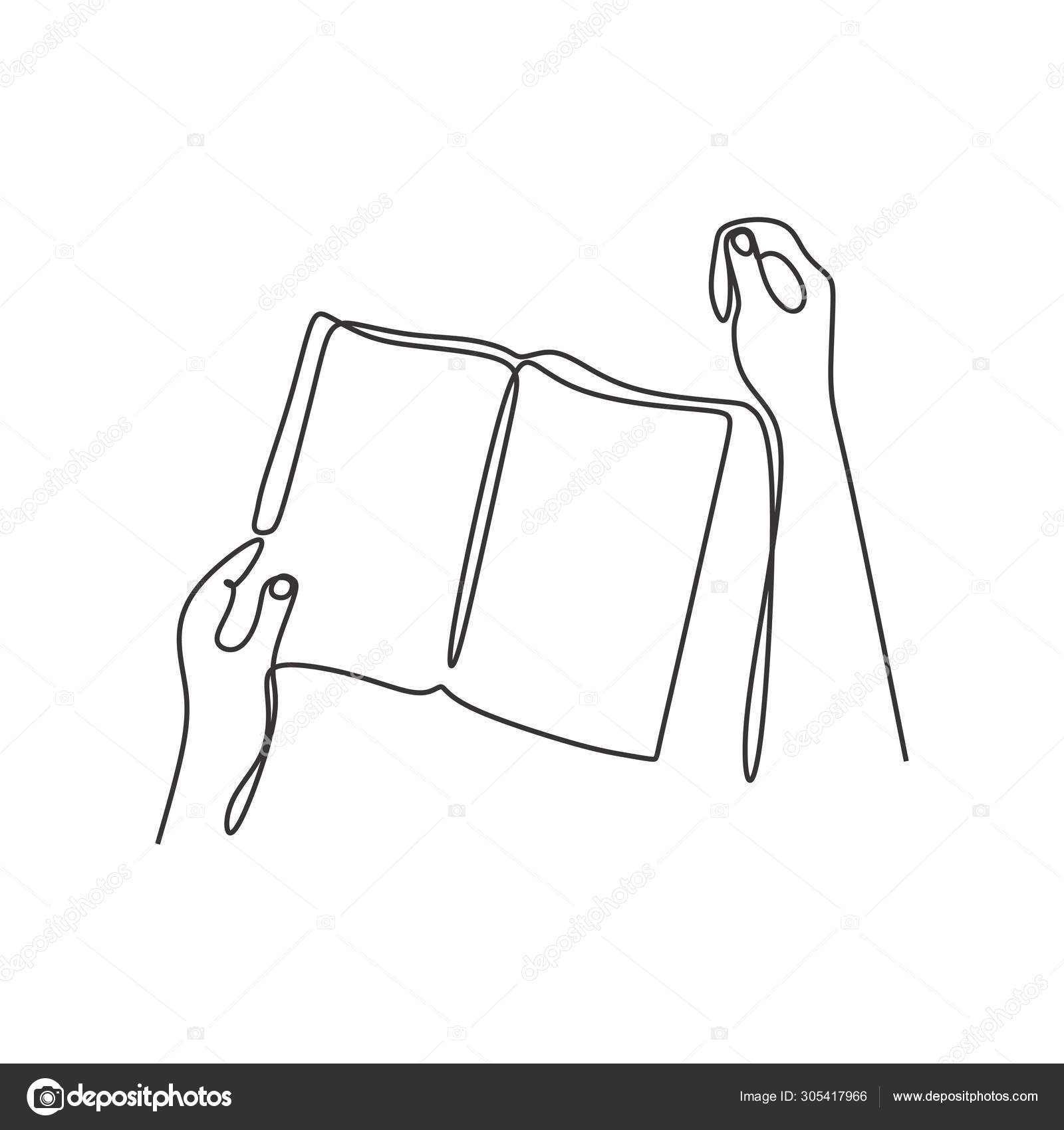 Línea continua dibujo de libros vector ilustración diseño mínimo objeto ...