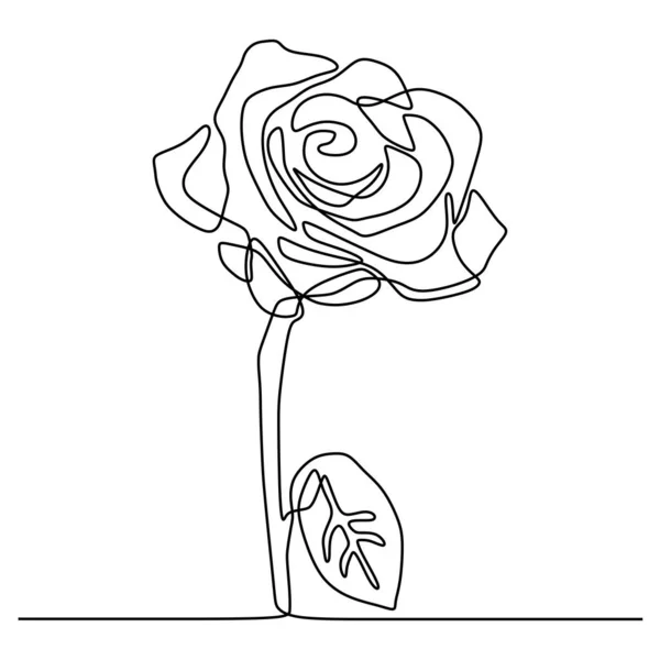 One Line Drawing Rose Flower Minimalist Design Isolated White Background Stock Vector by ...