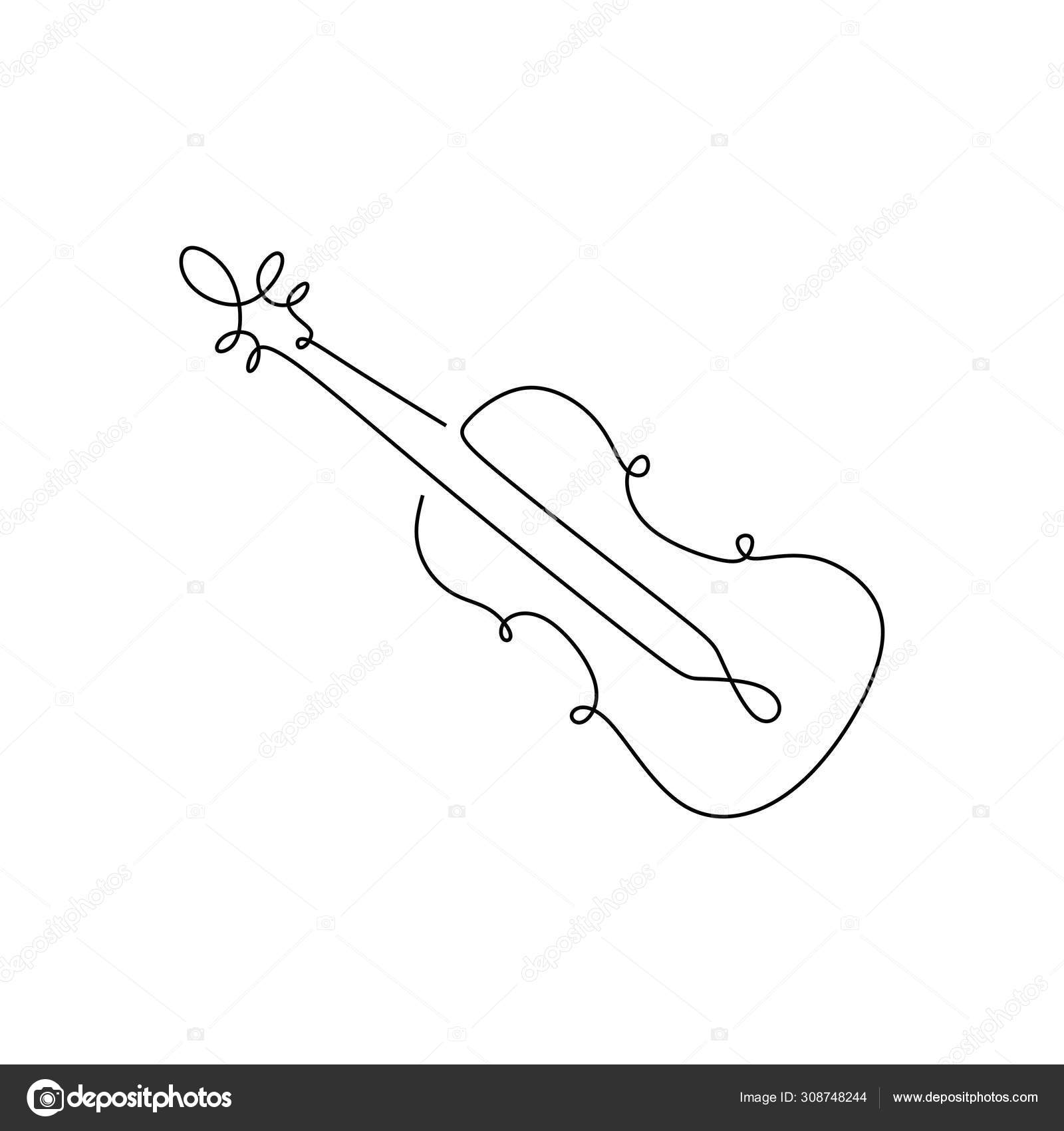 Violin one continuous line drawing music instrument Stock Vector Image ...