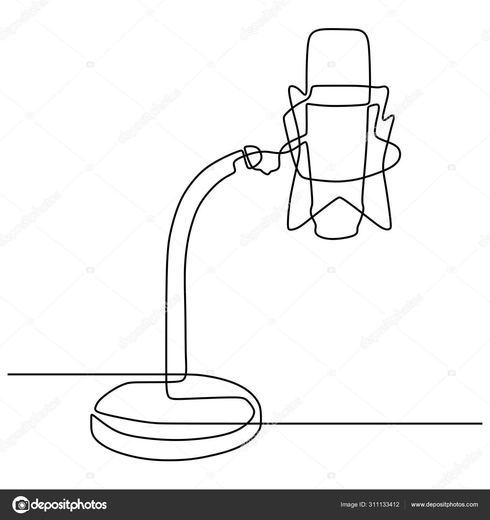 One continuous line drawing podcast microphone vector illustration ...