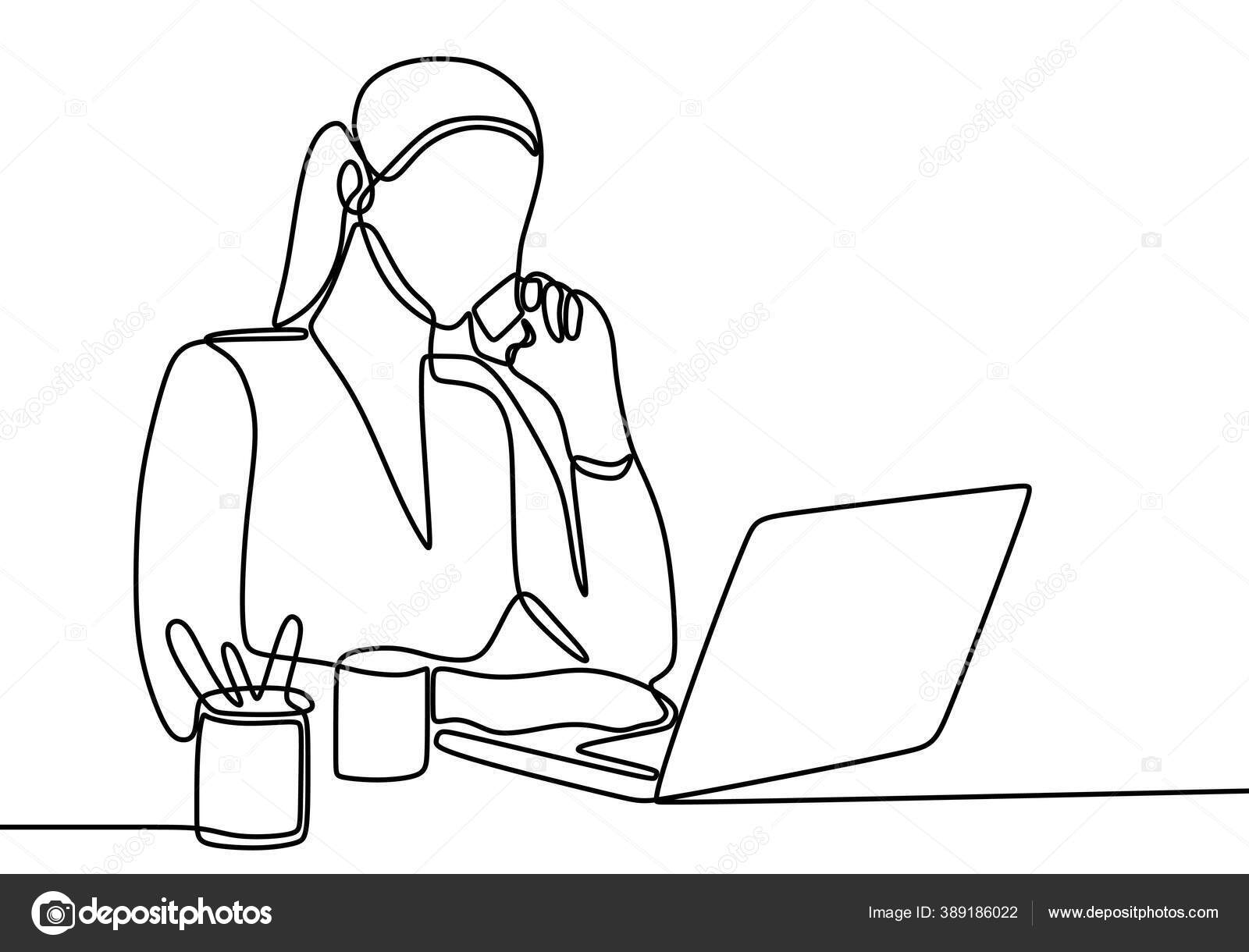 Business Woman Line Art