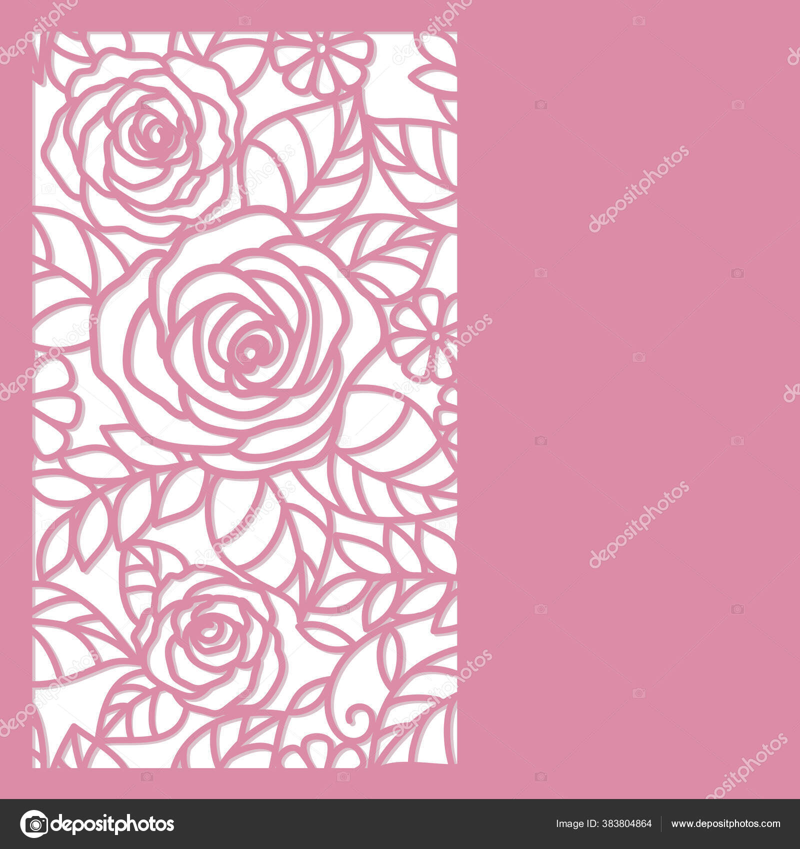 Floral Card Roses Laser Cut Stock Vector by ©tatashat 383804864