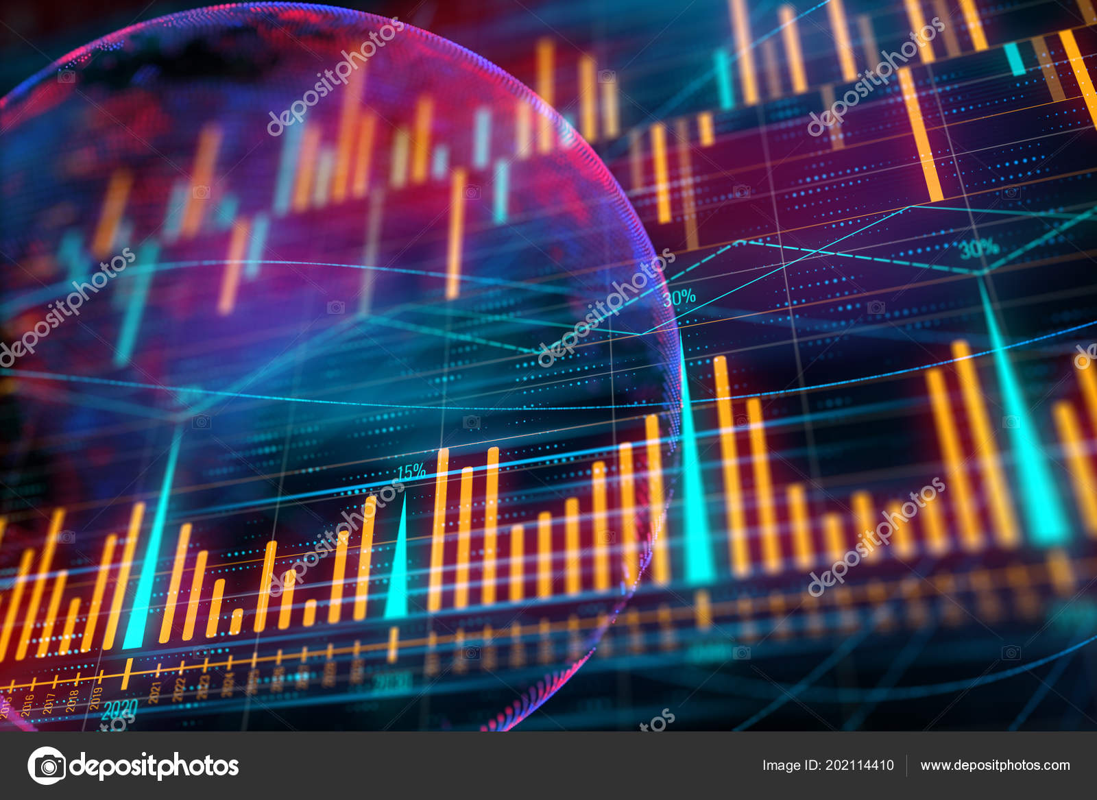 Financial Chart Forex Trading Market Transparent Sphere Abstract ...