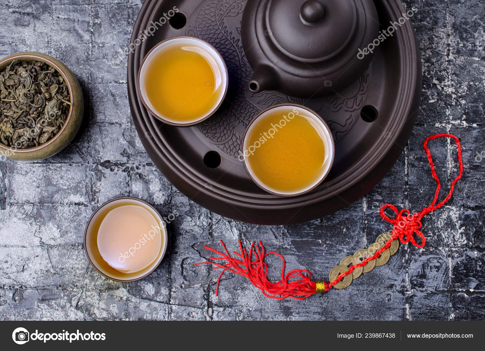 Traditional Asian Tea Ceremony Ceramic Accessories Dry Tea Leaves ...