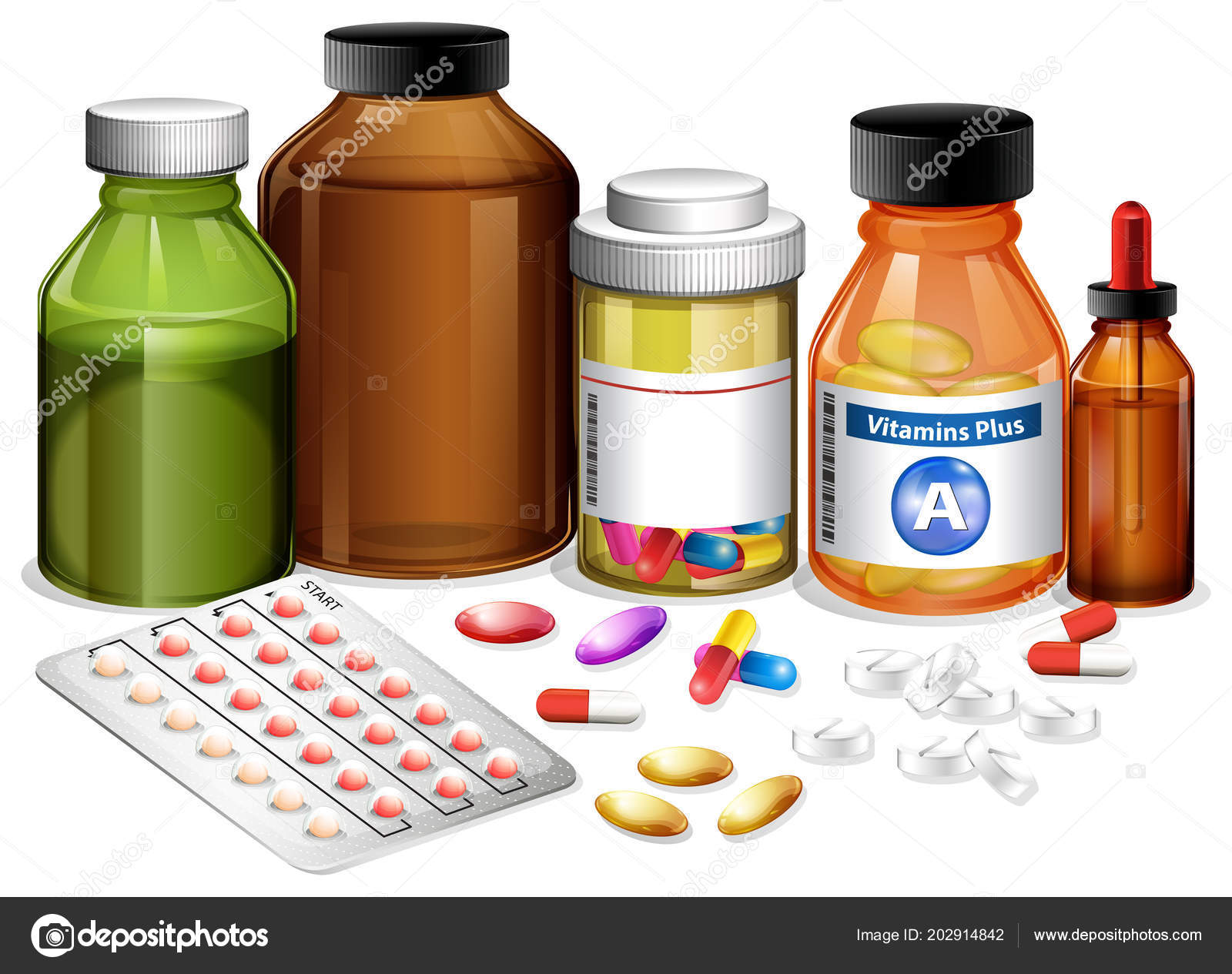 Set Various Medicines Illustration Stock Vector by ©blueringmedia 202914842