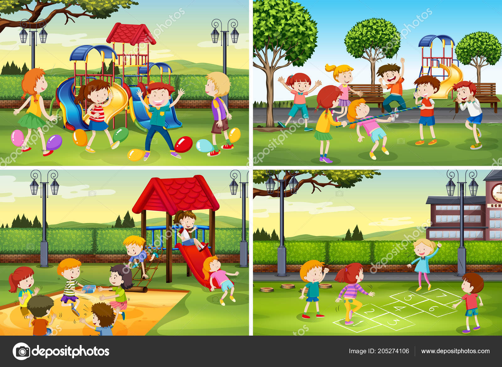 Set Children Playground Illustration Stock Vector by ©blueringmedia ...