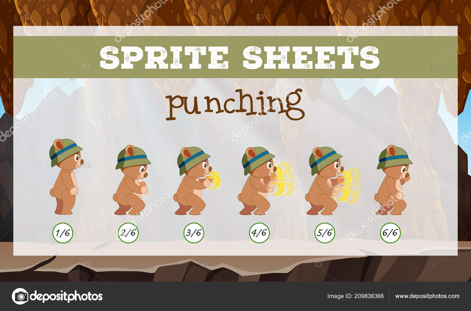 Sprite Sheet Punching Game Template Illustration Stock Vector Image by ...