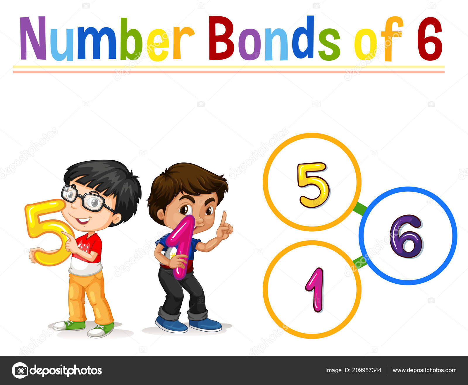 Number Bonds Six Illustration Stock Vector by ©blueringmedia 209957344