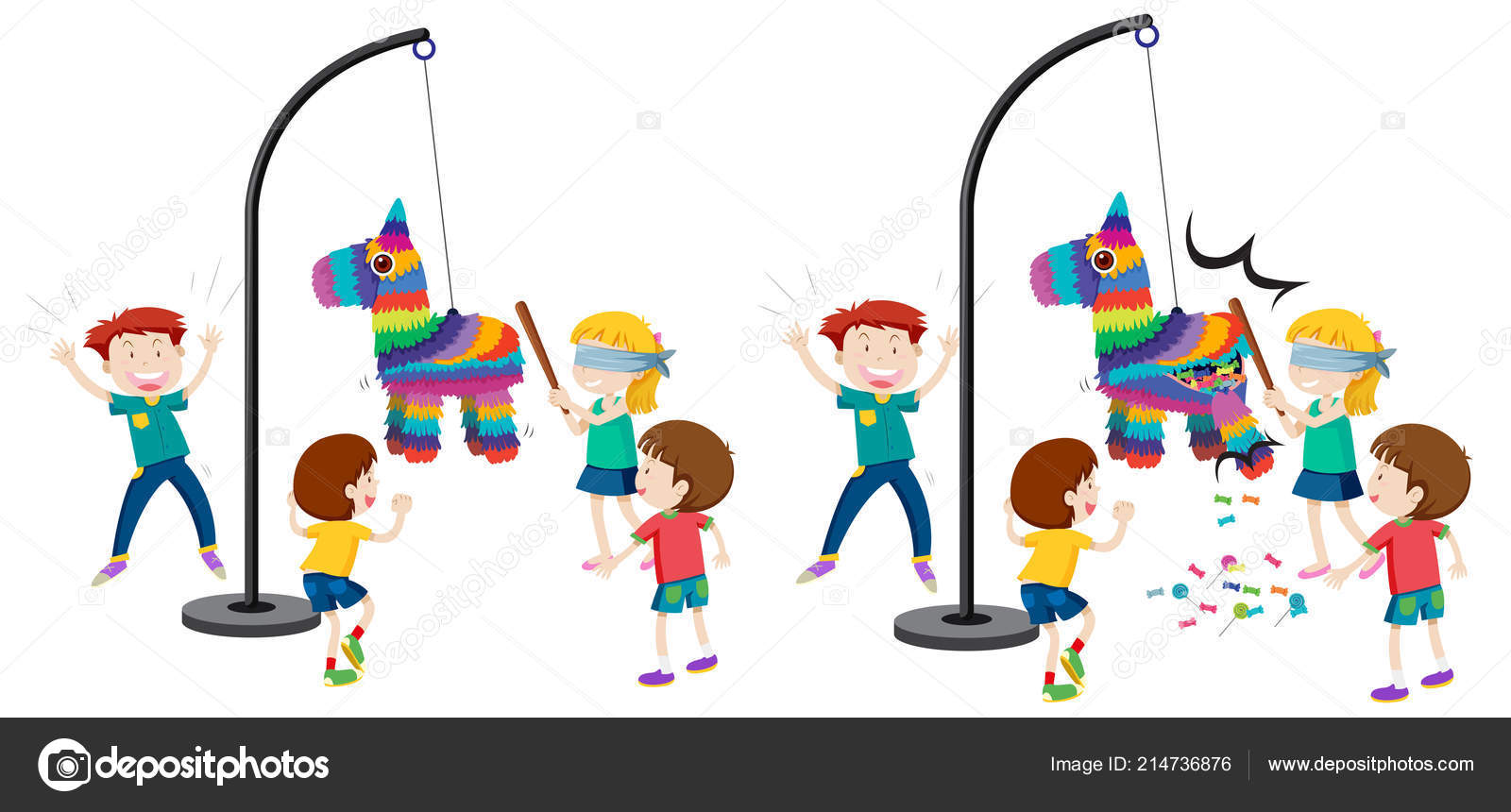 Children Hitting Pinata Game Illustration Stock Vector by ...