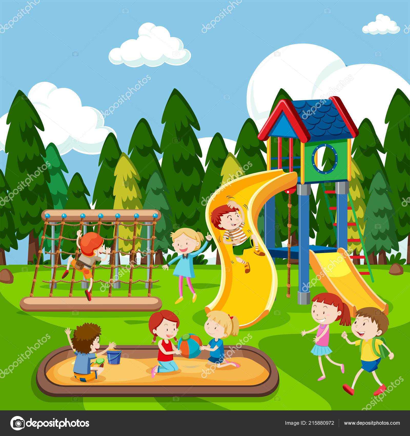 Børn Leger Legepladsen Illustration Stock-vektor af ©blueringmedia ...