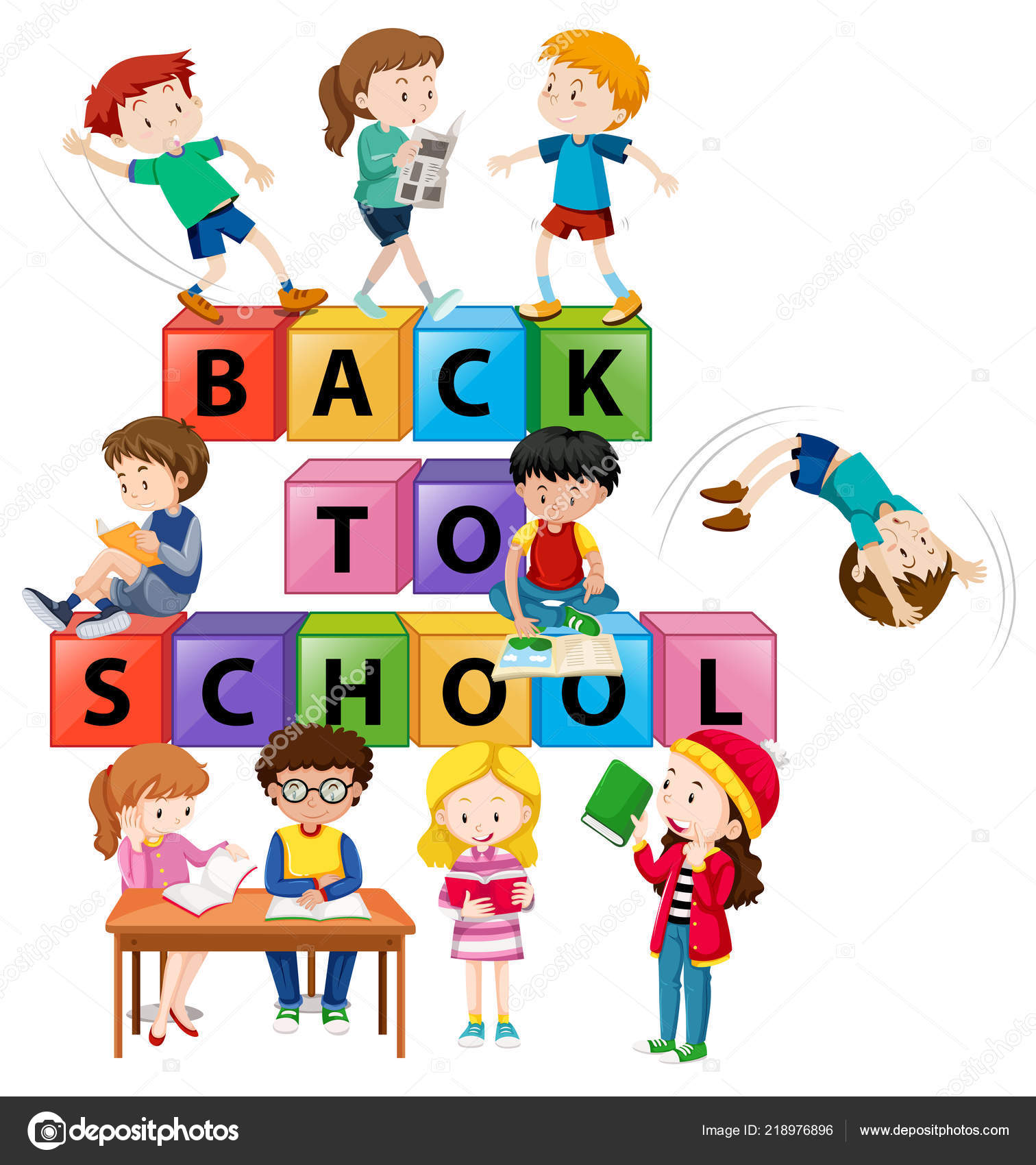 Back School Children Concept Illustration Stock Vector by ...