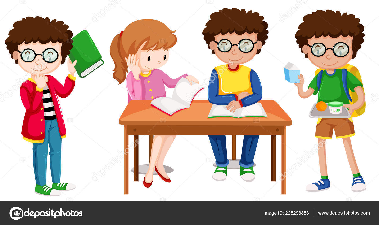 Cartoon Middle School Kids