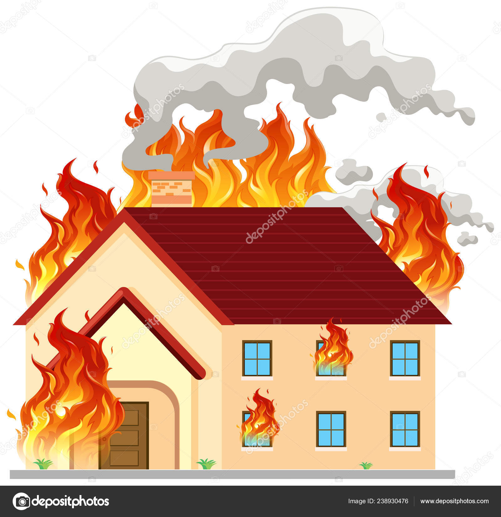 Isolated Modern House Fire Illustration Stock Vector by ©blueringmedia ...
