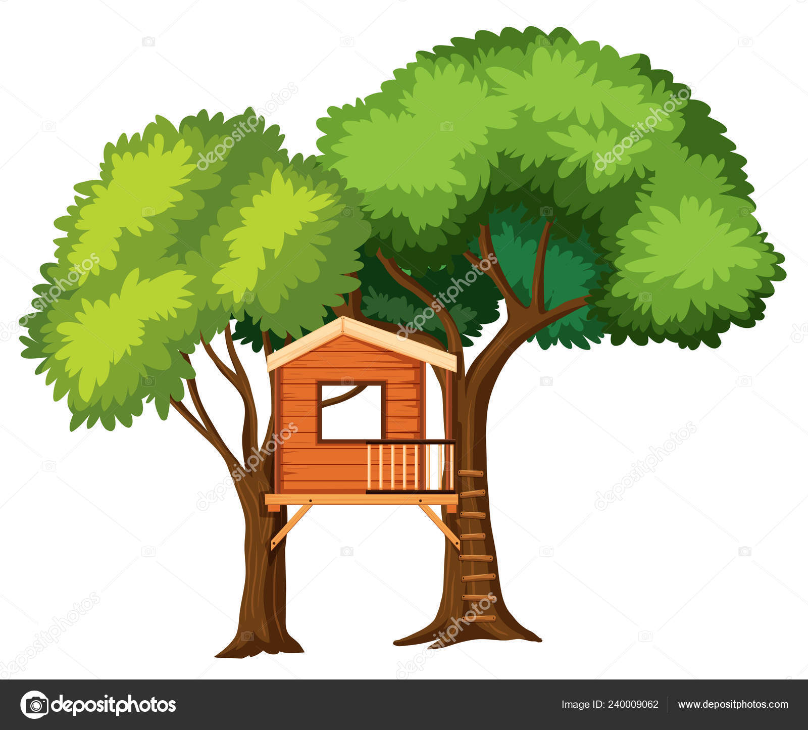 Isolated Tree House White Background Illustration Stock Vector Image by ...