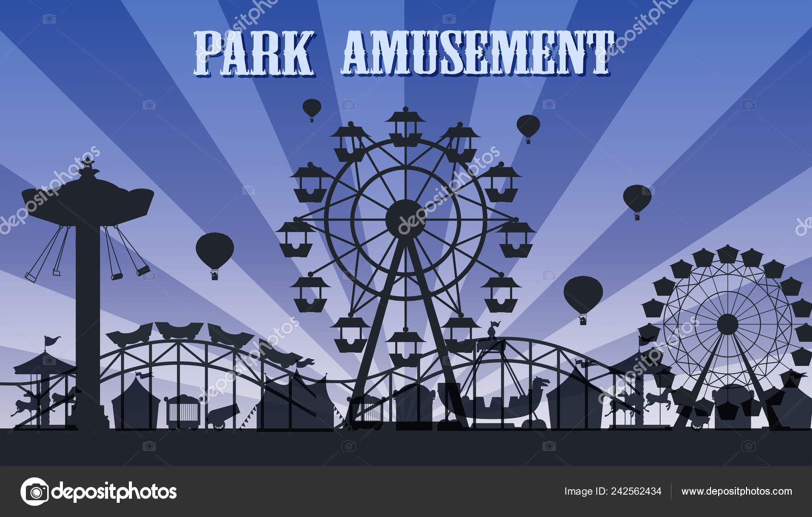 Amusement Park Silhouette Vector