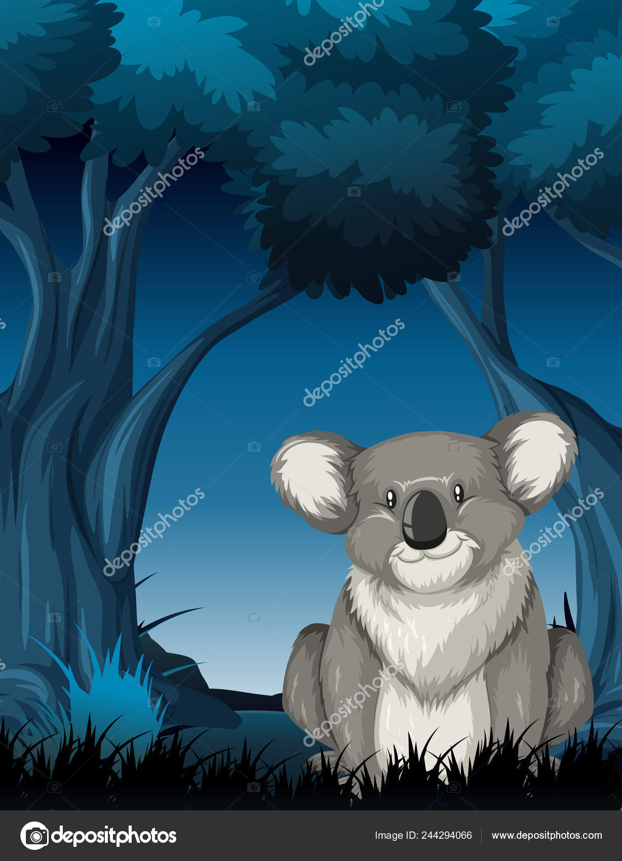 Koala Night Scene Illustration Stock Vector Image by ©blueringmedia ...