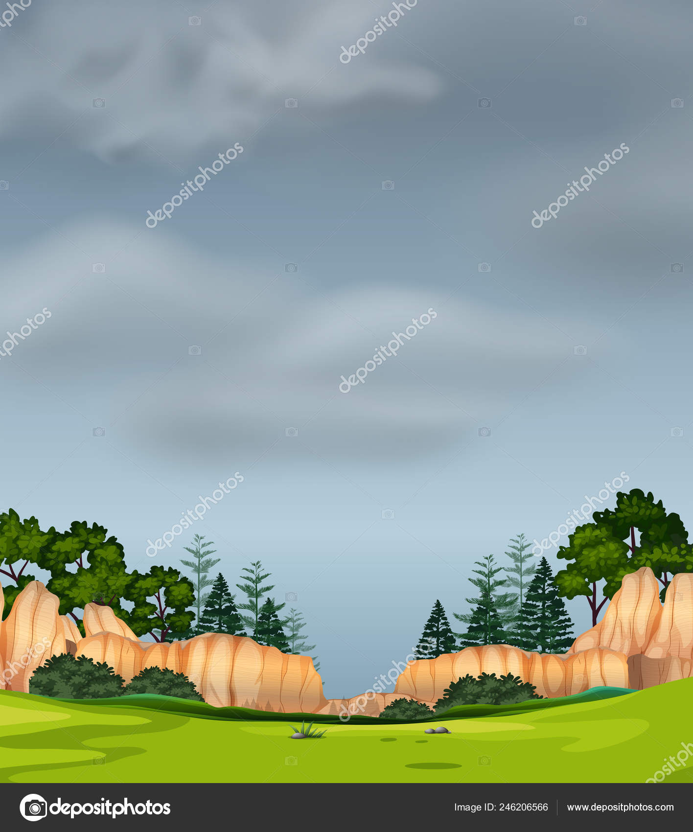 Stormy Sky Nature Scene Illustration Stock Vector by ©blueringmedia ...
