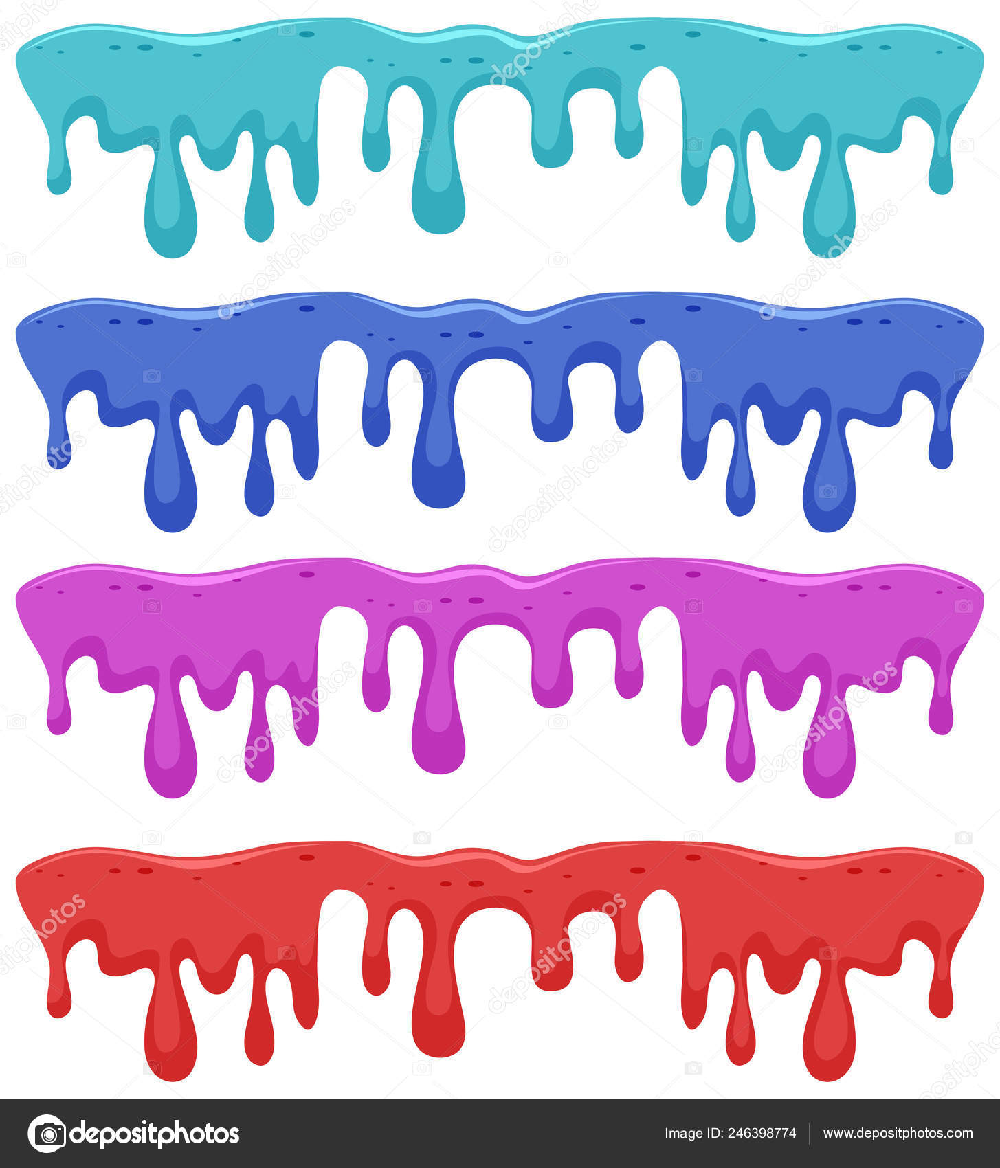 Set Dari Gambar Tetesan Cat Berwarna Yang Berbeda Vektor Stok oleh ...