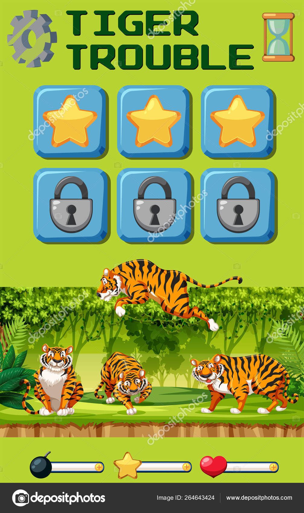 Tiger trouble game template Stock Vector by ©blueringmedia 264643424