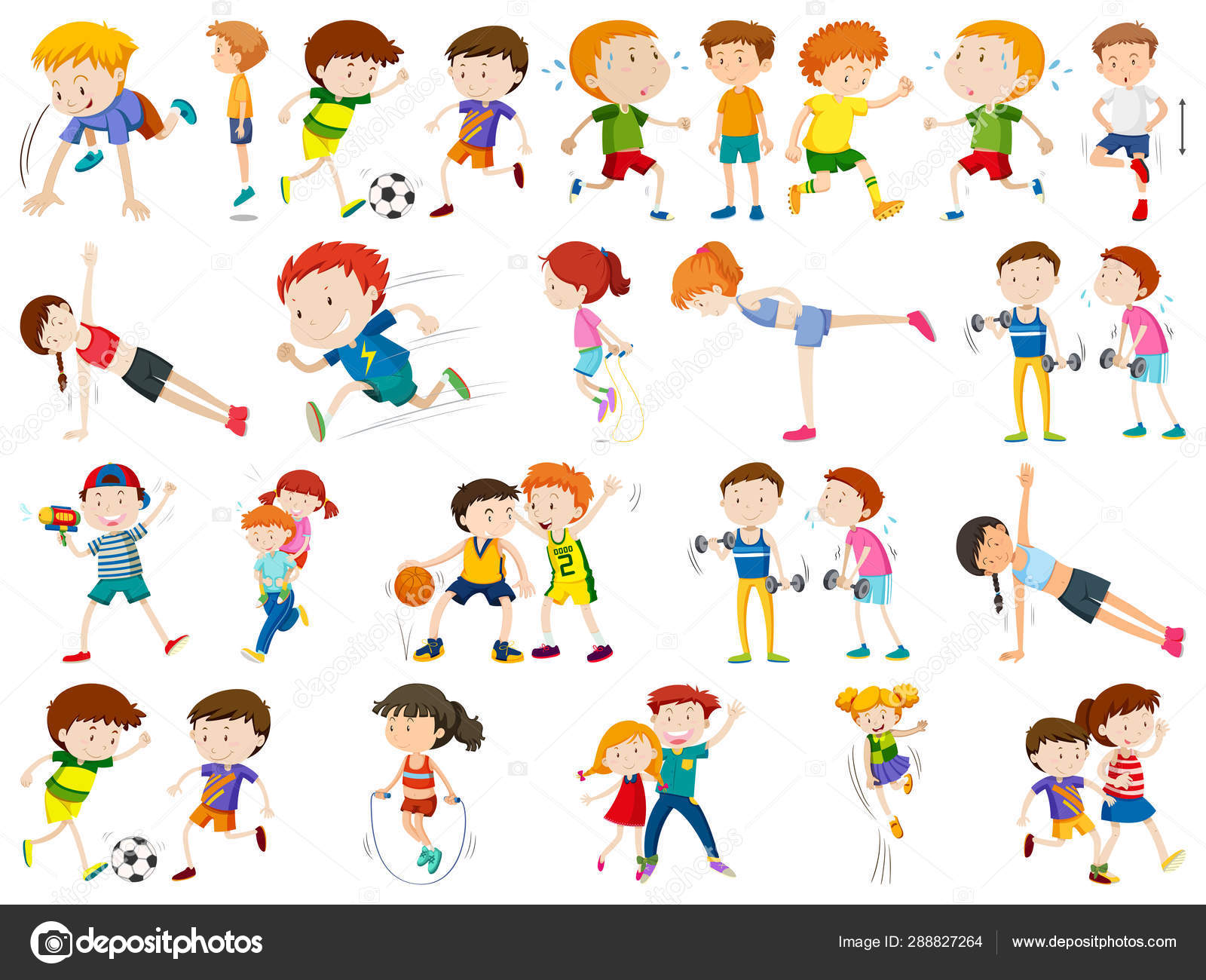 Kids exercising and being active in set Stock Vector by ©blueringmedia ...