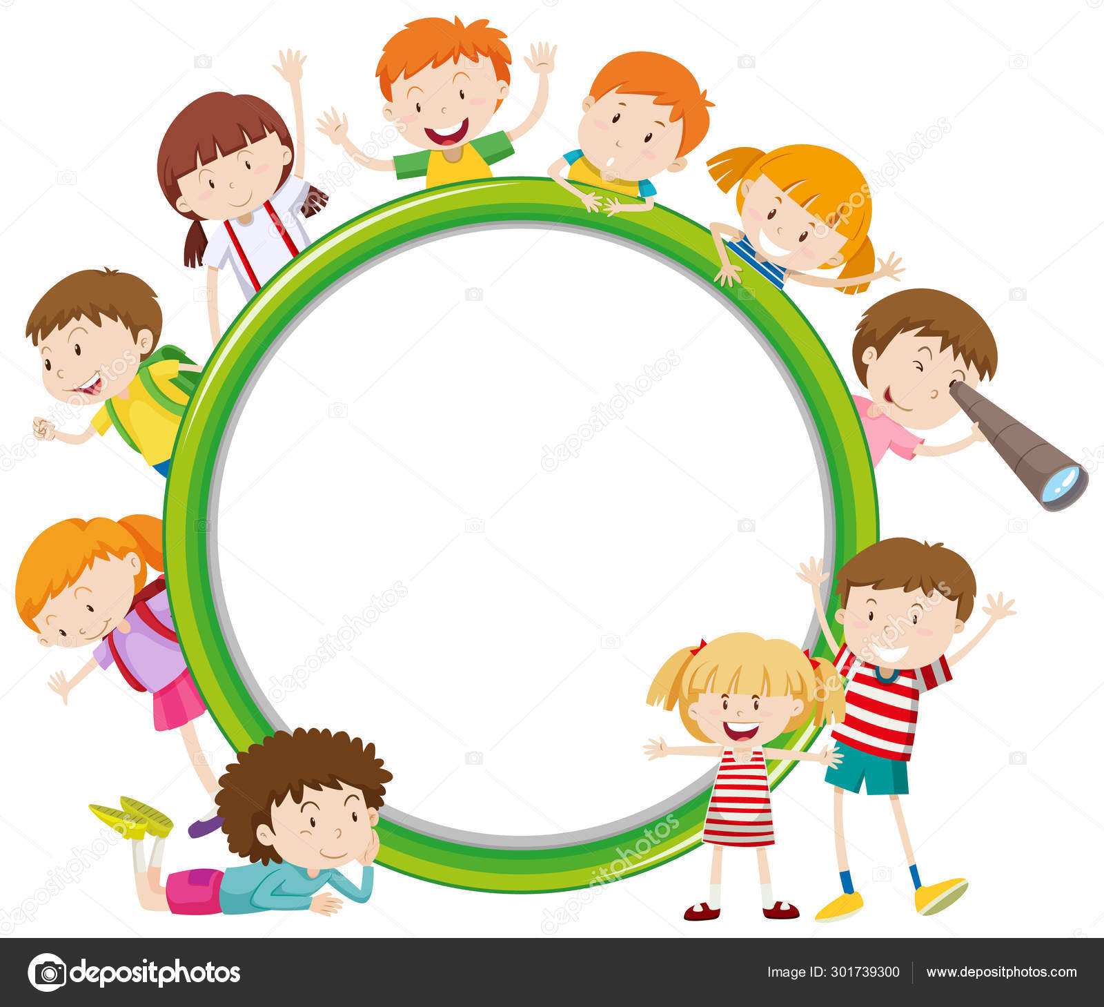 Modèle de cadre avec enfant heureux Vecteur par ©blueringmedia 301739300