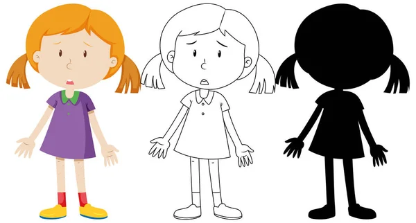 Crying Girl Its Outline Silhouette Illustration Stock Vector Image by ...
