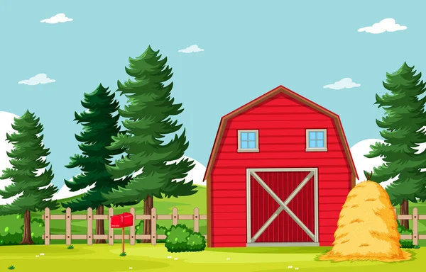 Farm scene in nature with barn Stock Vector by ©blueringmedia 288777400