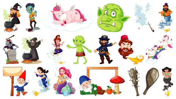 Set Fantasy Cartoon Characters Fantasy Theme Isolated White Background ...