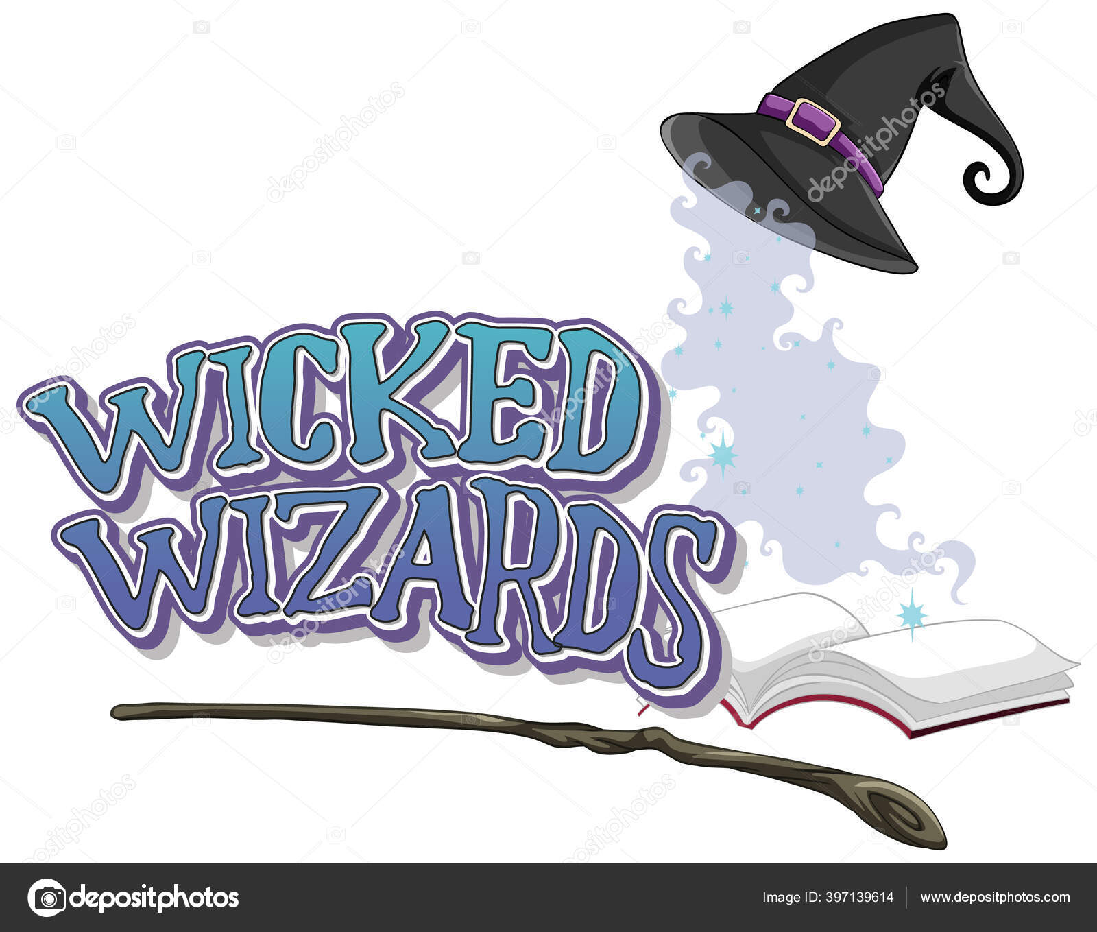 Wicked Wizards Logo White Background Illustration Stock Vector Image by ...