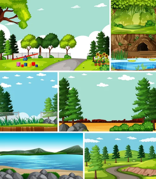 Set of scenes in nature setting Stock Vector by ©blueringmedia 288821858