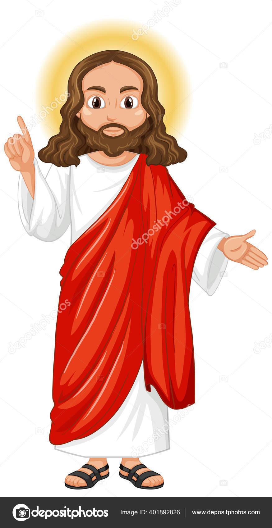 Jesús Predicando Posición Pie Carácter Ilustración Vector de stock ...