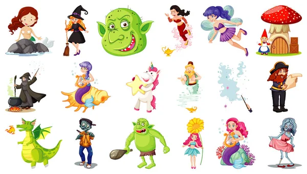 Set Fantasy Cartoon Characters Fantasy Theme Isolated White Background ...