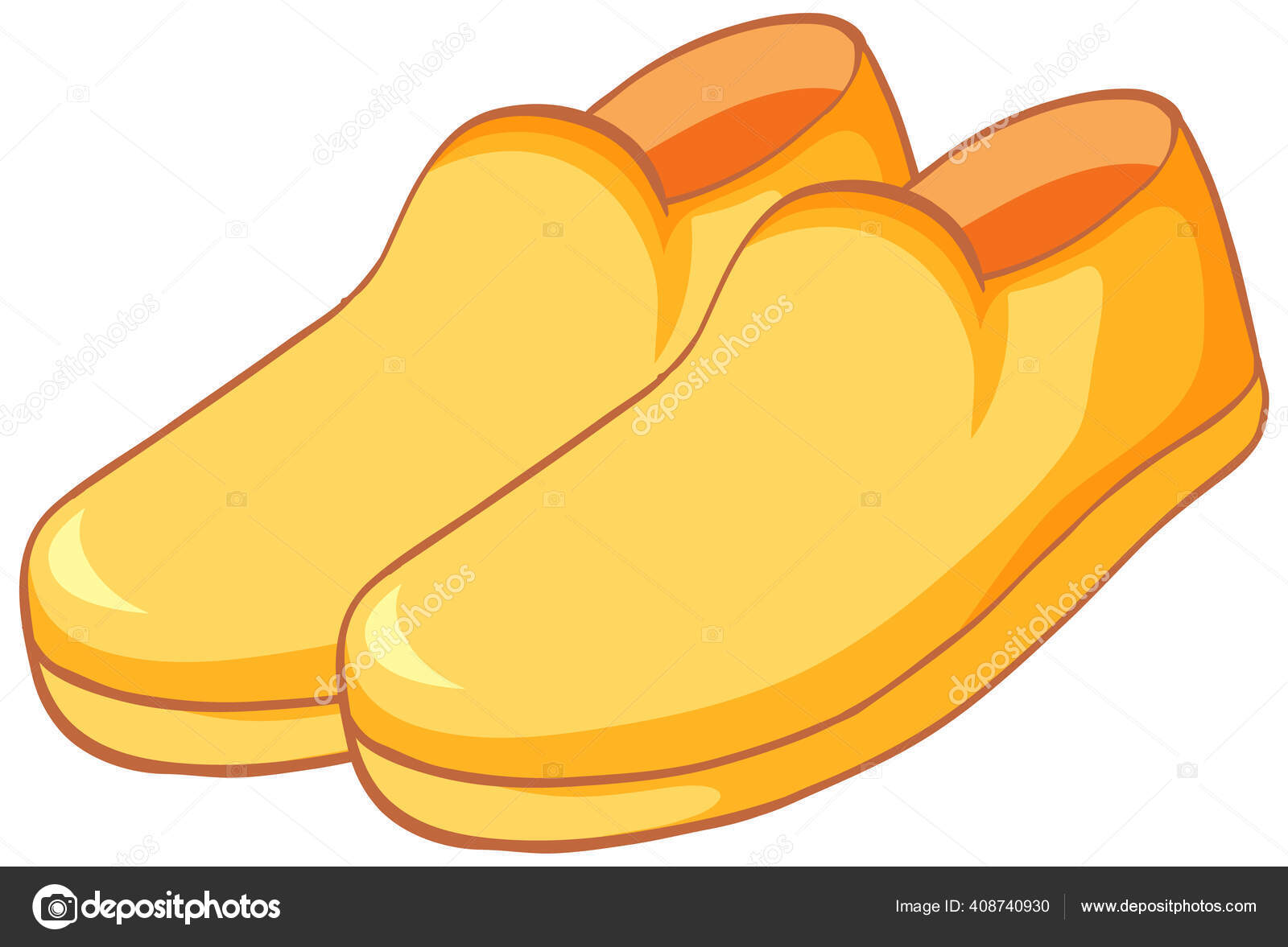 Yellow Men Shoes Cartoon Style Isolated White Background Illustration ...