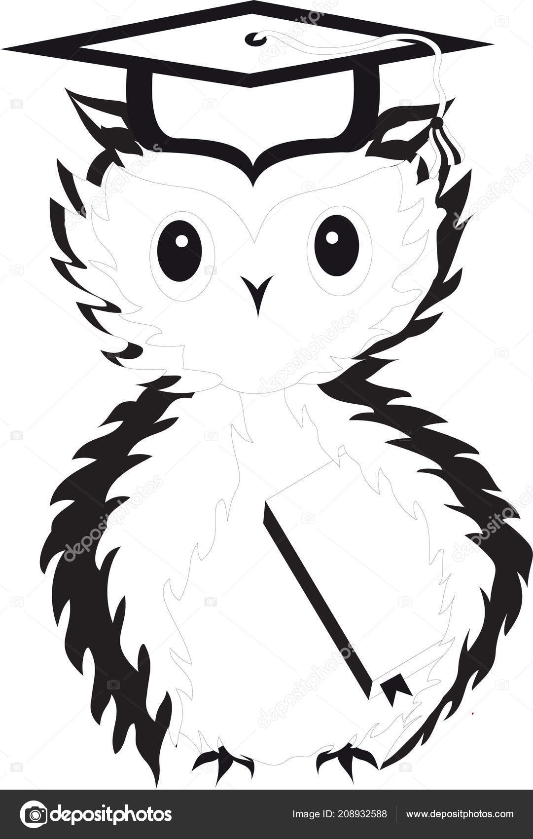 Black And White School Owl Clipart