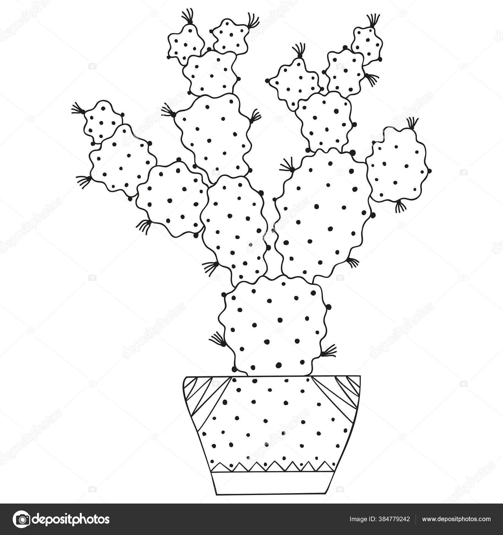 Cactus In Pot Clipart Black