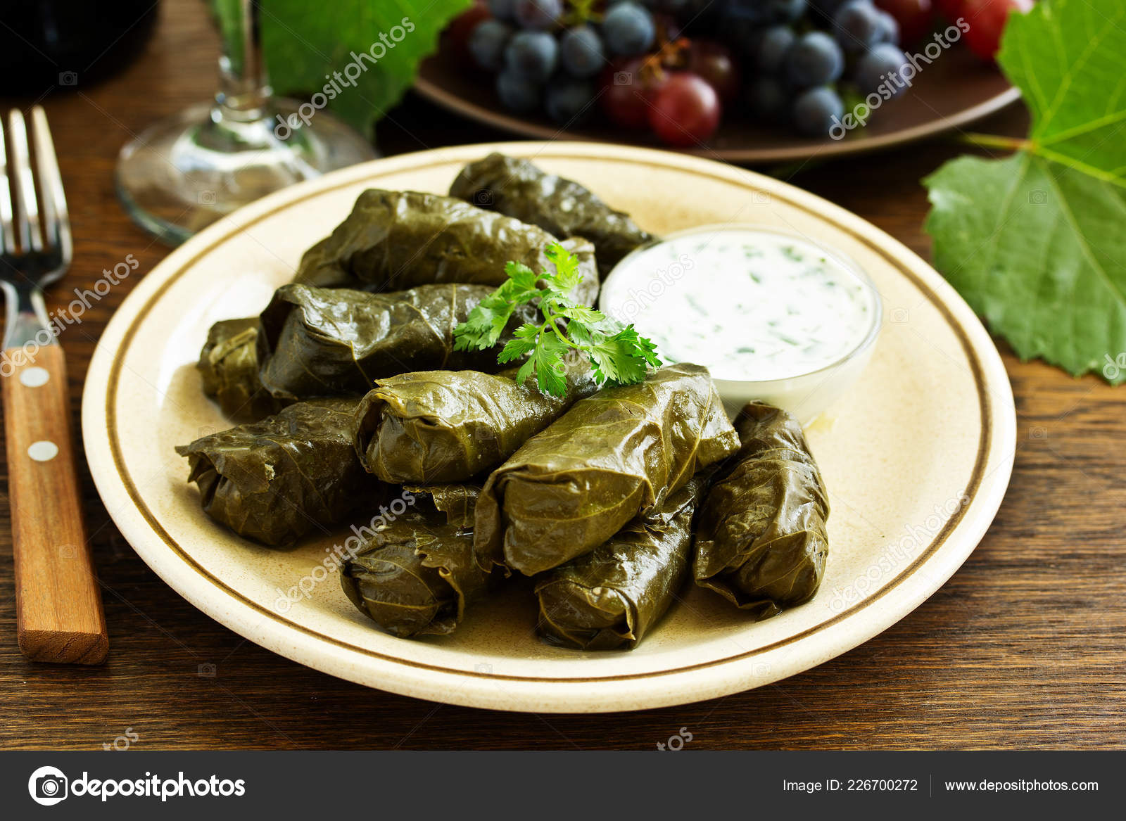 Azerbaijani Dolma Grape Leaves White Plate Close Stock Photo by ©ld1976 ...