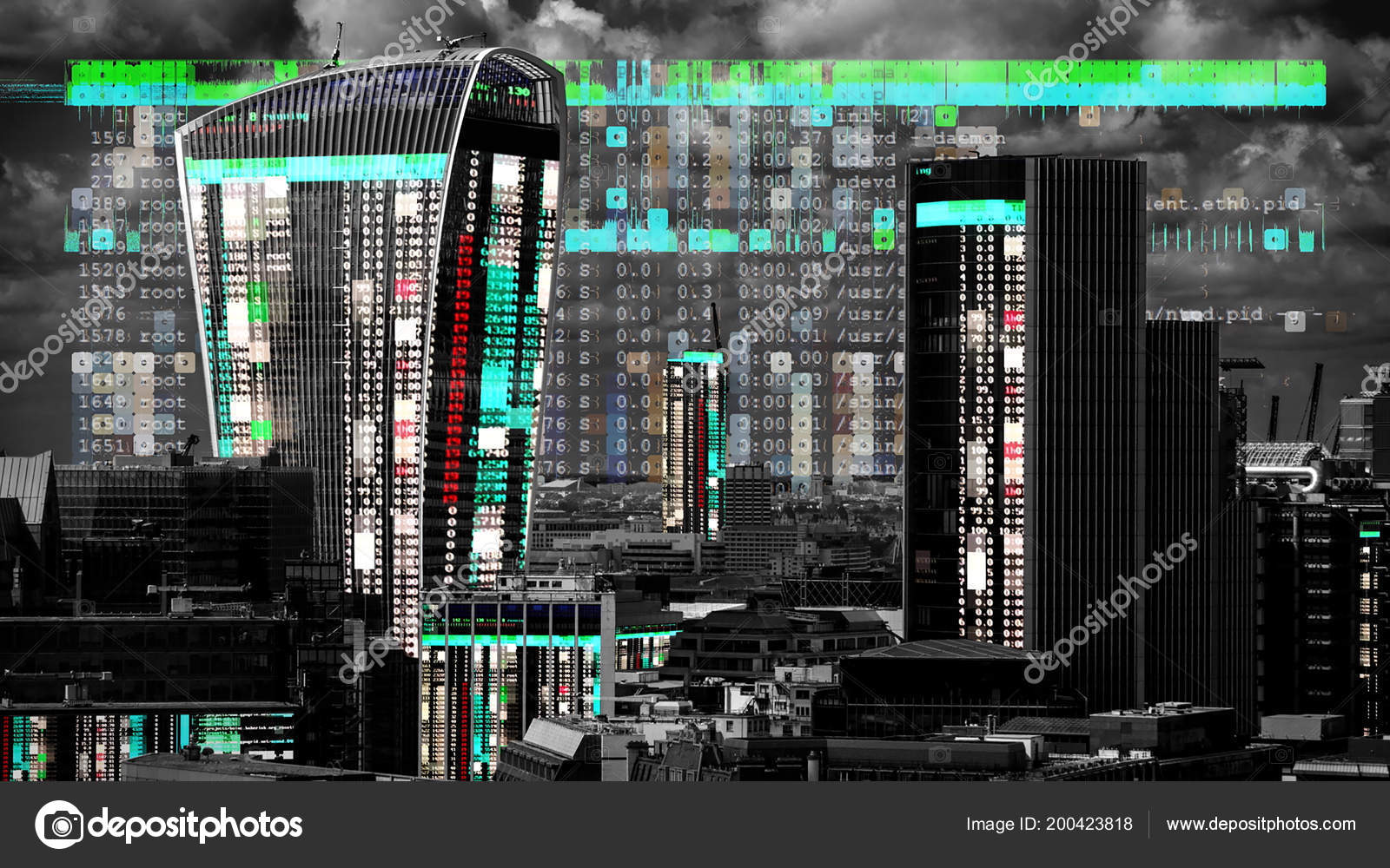 London City Skyline Data Computer Programming Information Mapped ...