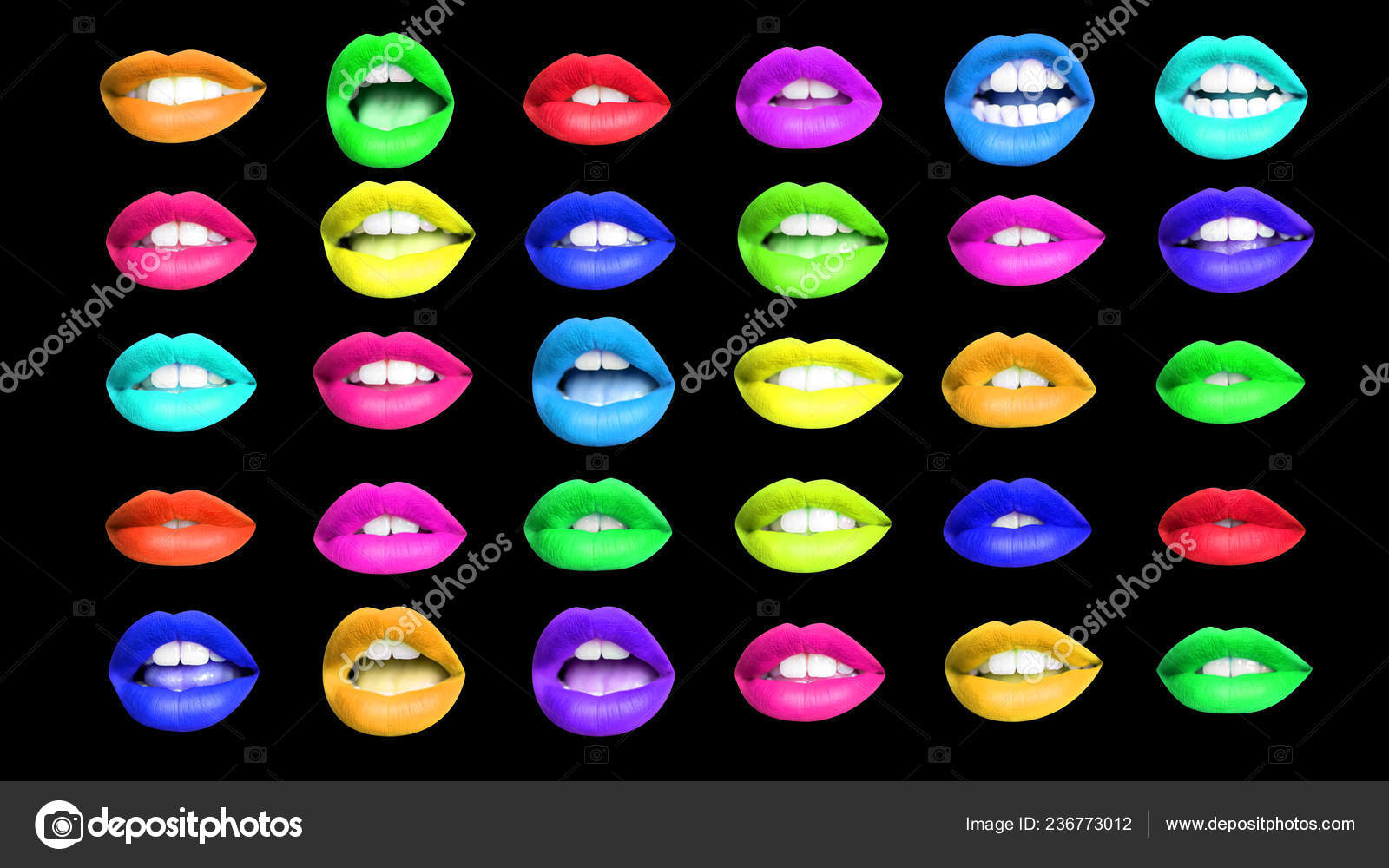 Multi Colored Female Lips Black Background — Stock Photo © dubassy ...