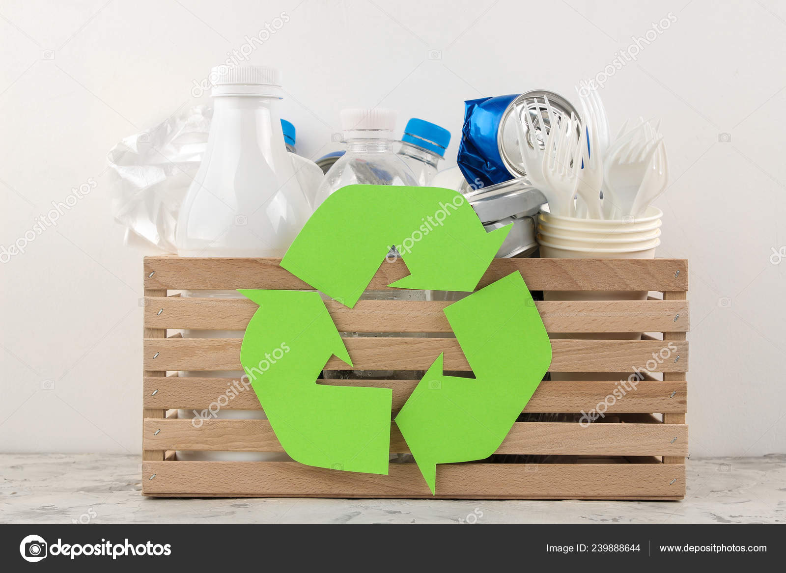 Eco Symbol Trash Box Recycling Waste Recycling Light Background Stock ...
