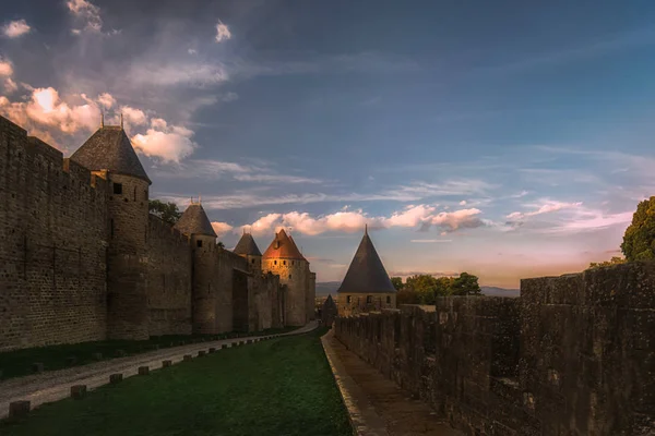 Beautiful Carcassonne path between walls - Stock Image - Everypixel