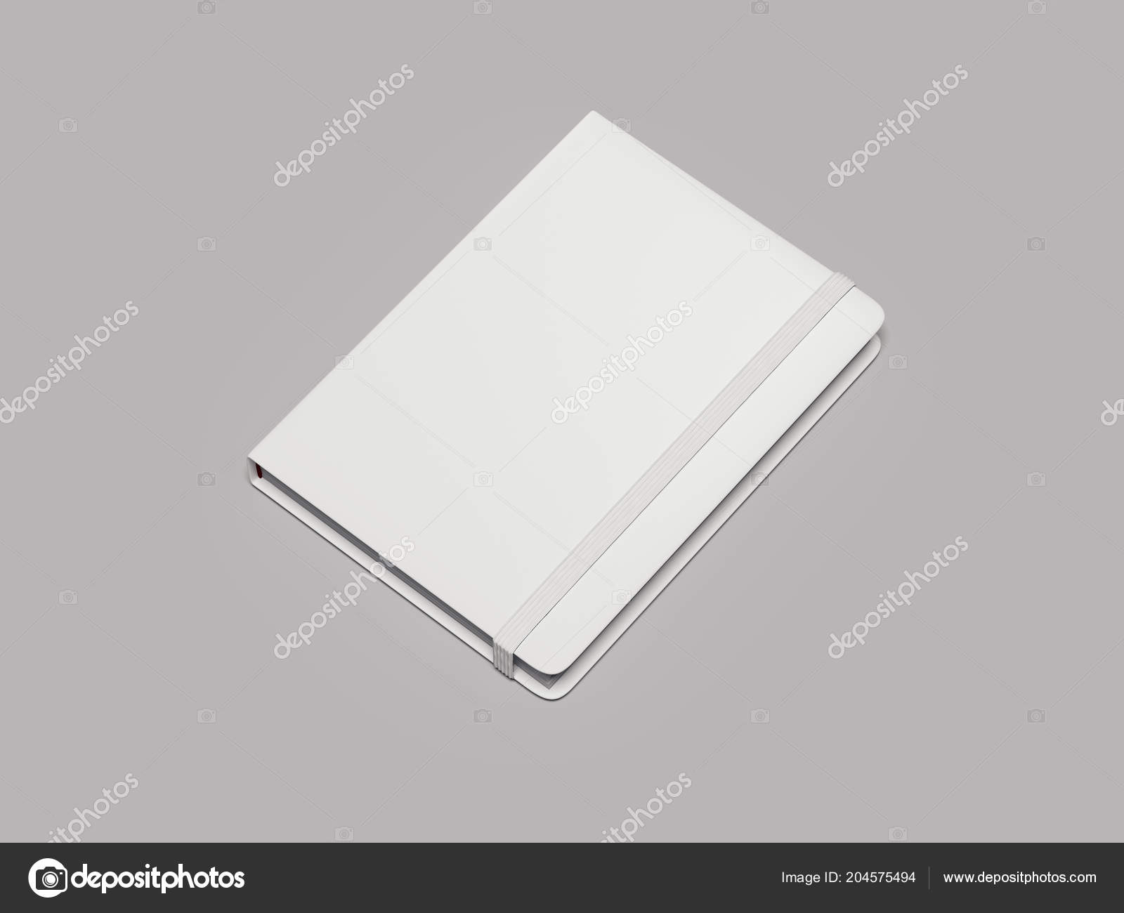 White notepad with white elastic on white background, 3d rendering ...