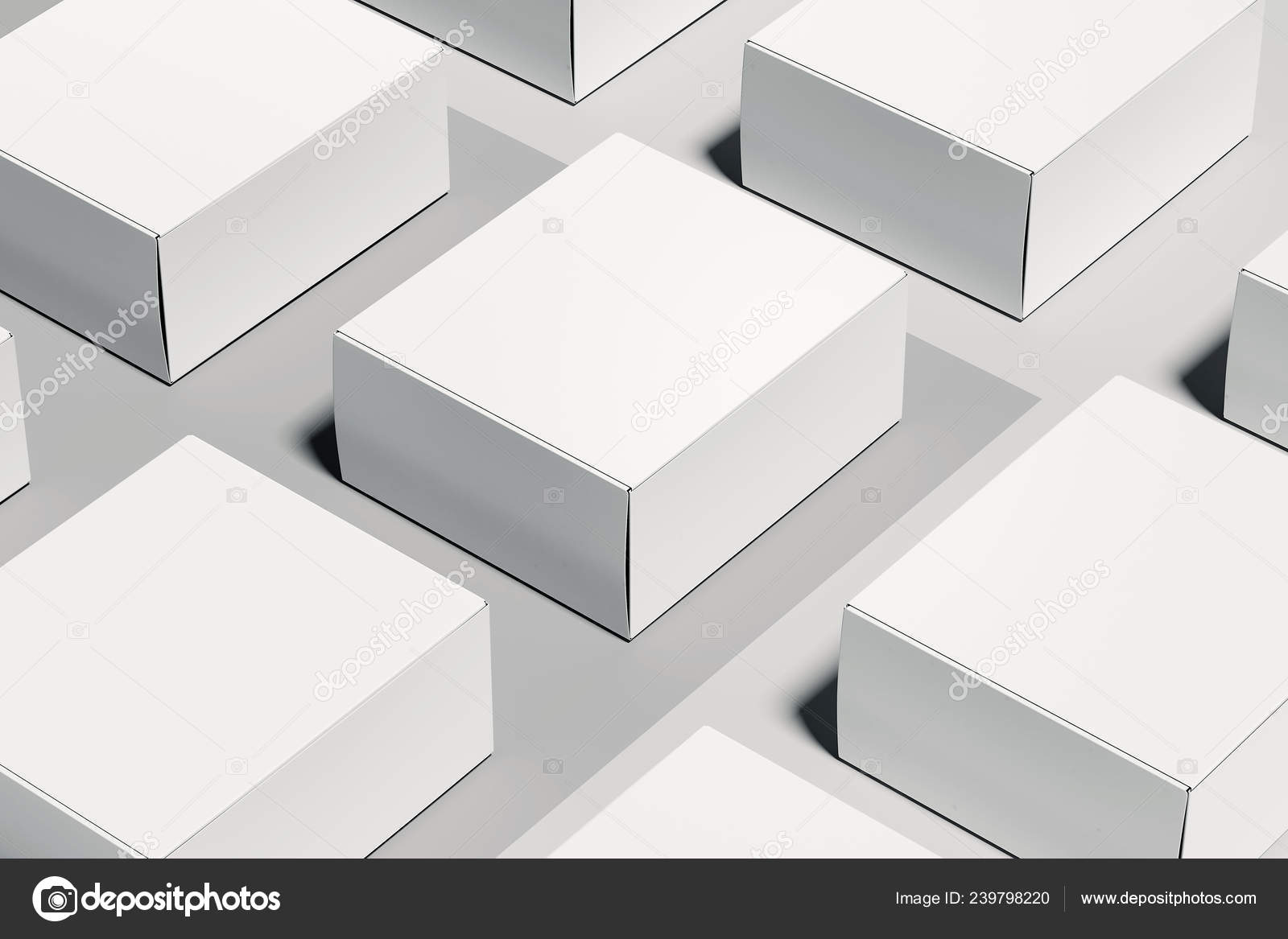 Isolated white realistic cardboard boxes on white background. 3d ...